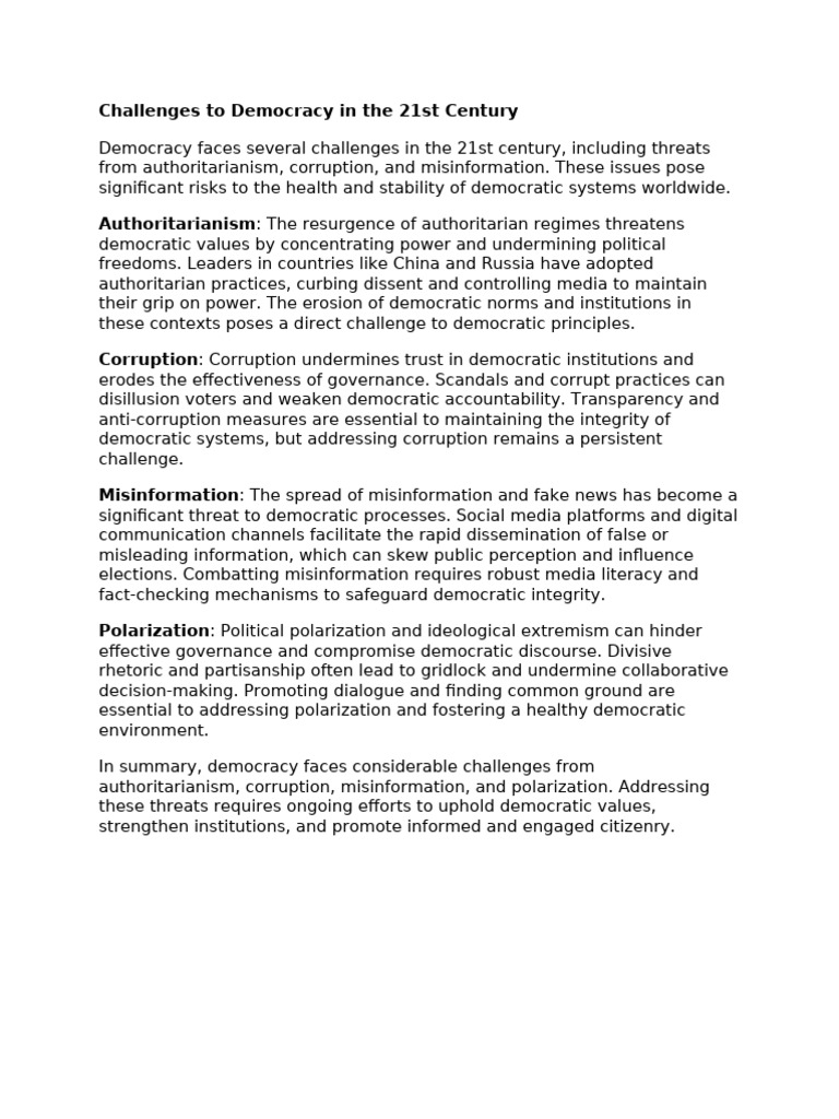 Challenges To Democracy | PDF