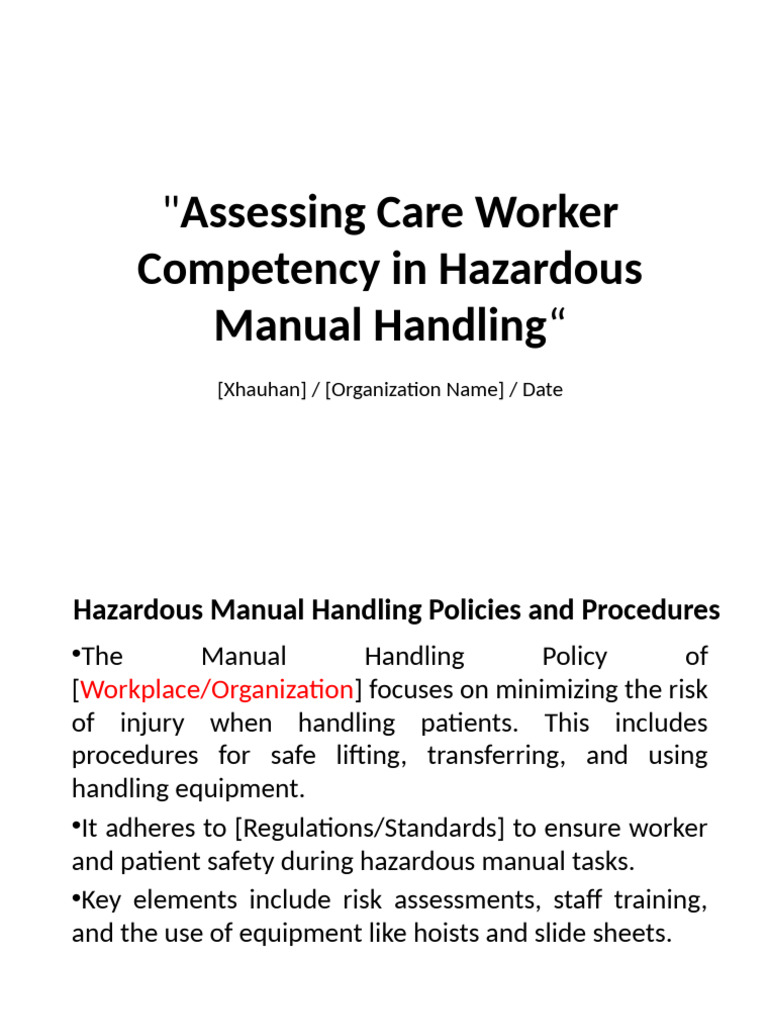Assessing Care Worker Competency in Hazardous Manual | PDF | Chair | Safety