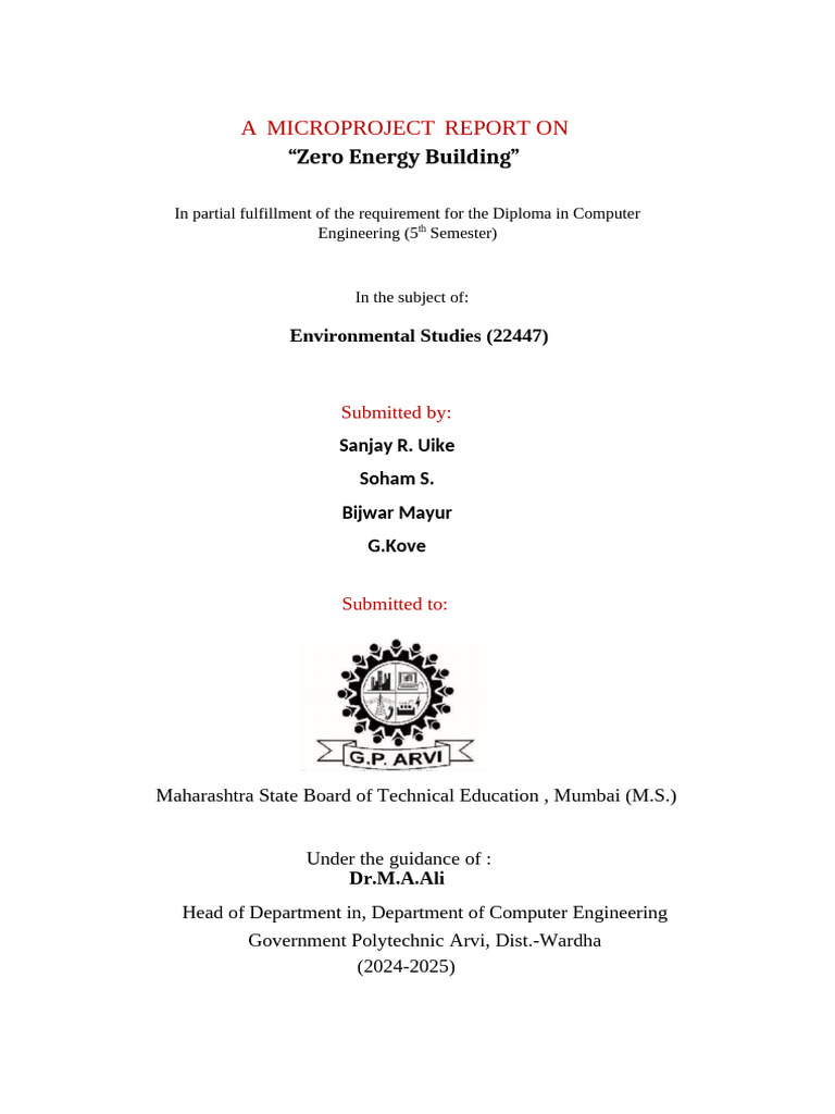 Zero Energy Building Microproject Report | PDF | Cost Of Living ...