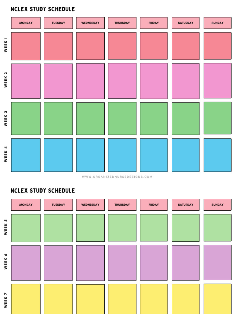 NCLEX Study Schedule Template | PDF | Home & Garden