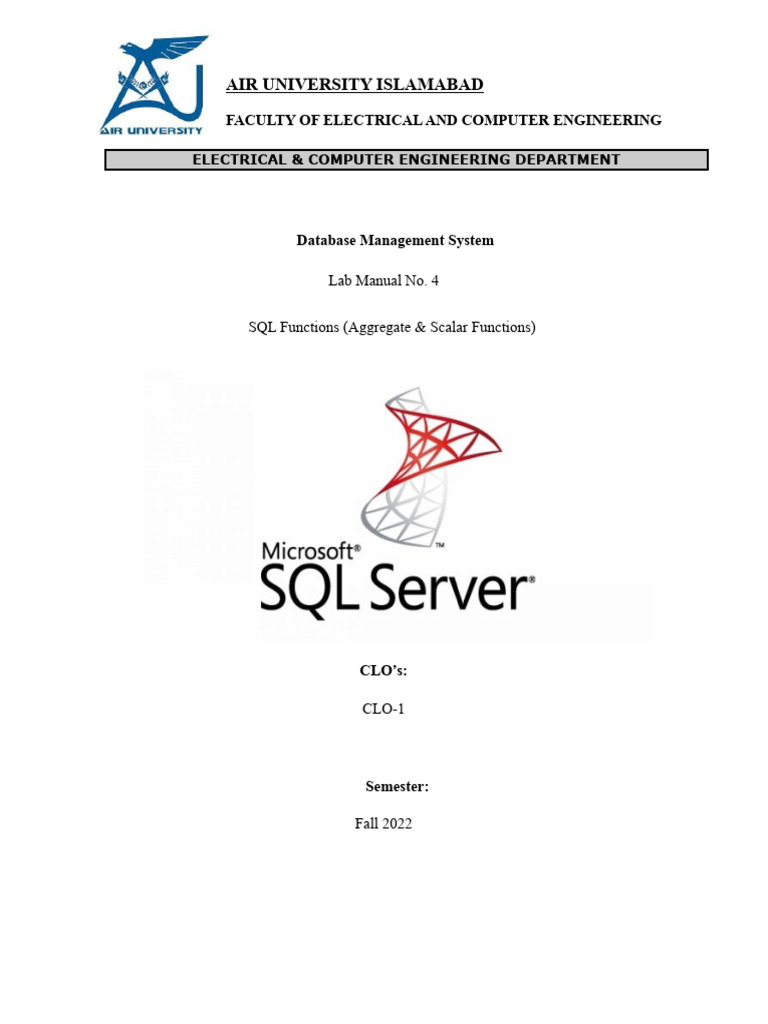 Lab Manual No. 4 | PDF | Table (Database) | Sql Lab Manual No. 4 | PDF | Table (Database) | Sql