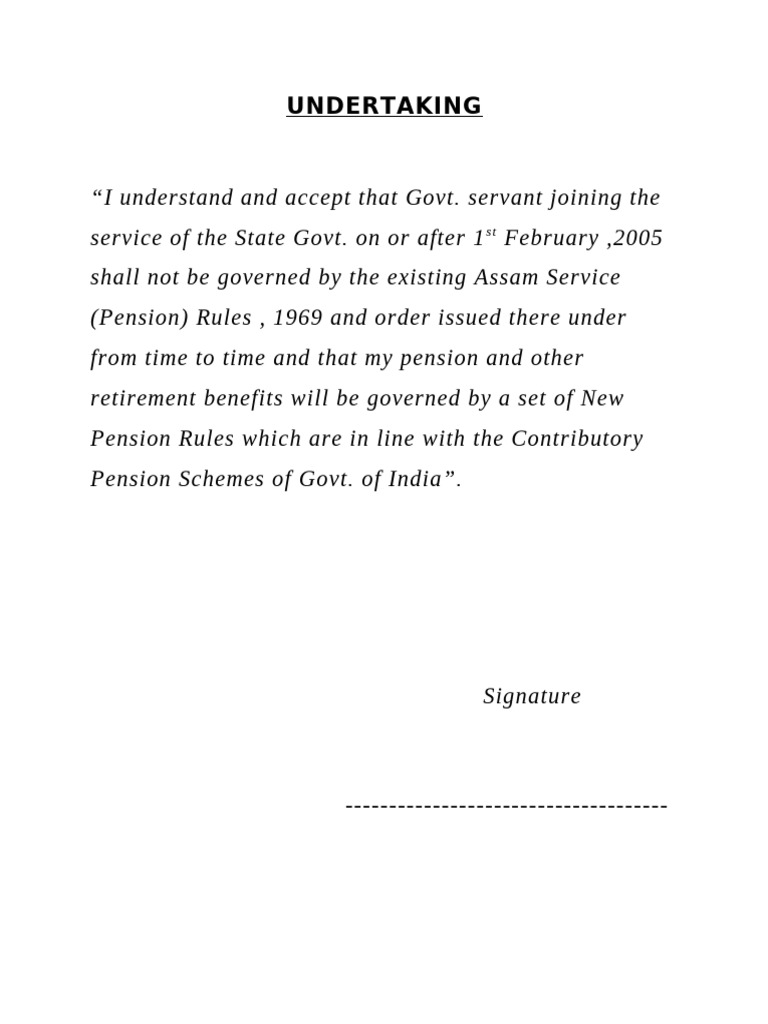 Undertaking For Nps - Assamgovtsakari | PDF
