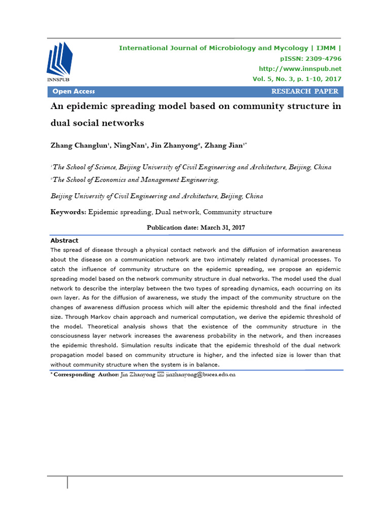 An Epidemic Spreading Model Based On Community Structure In Dual Social Networks Pdf