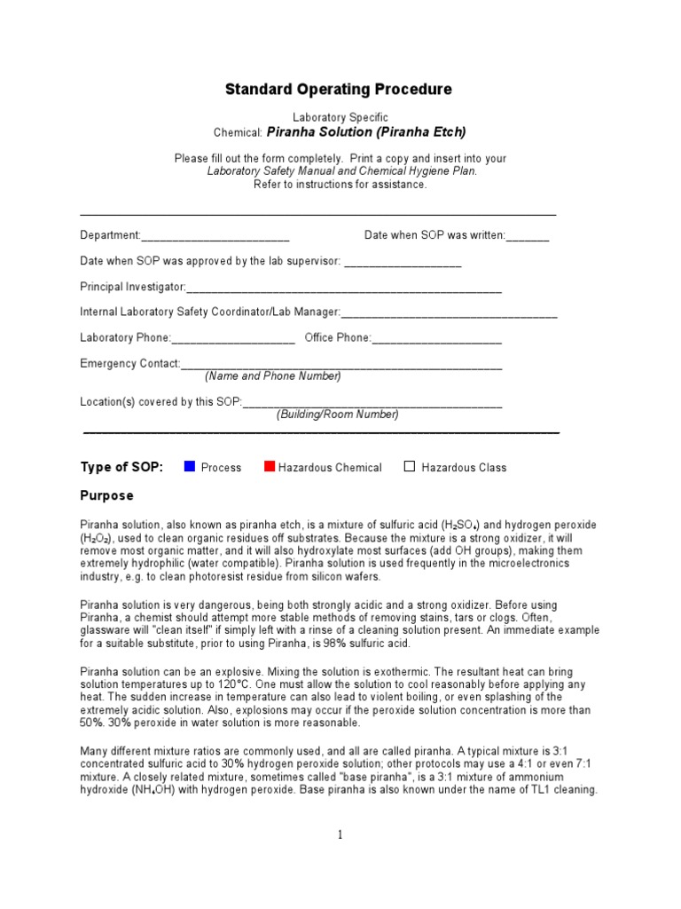 Piranha Solution | PDF | Chemical Compounds | Physical Sciences