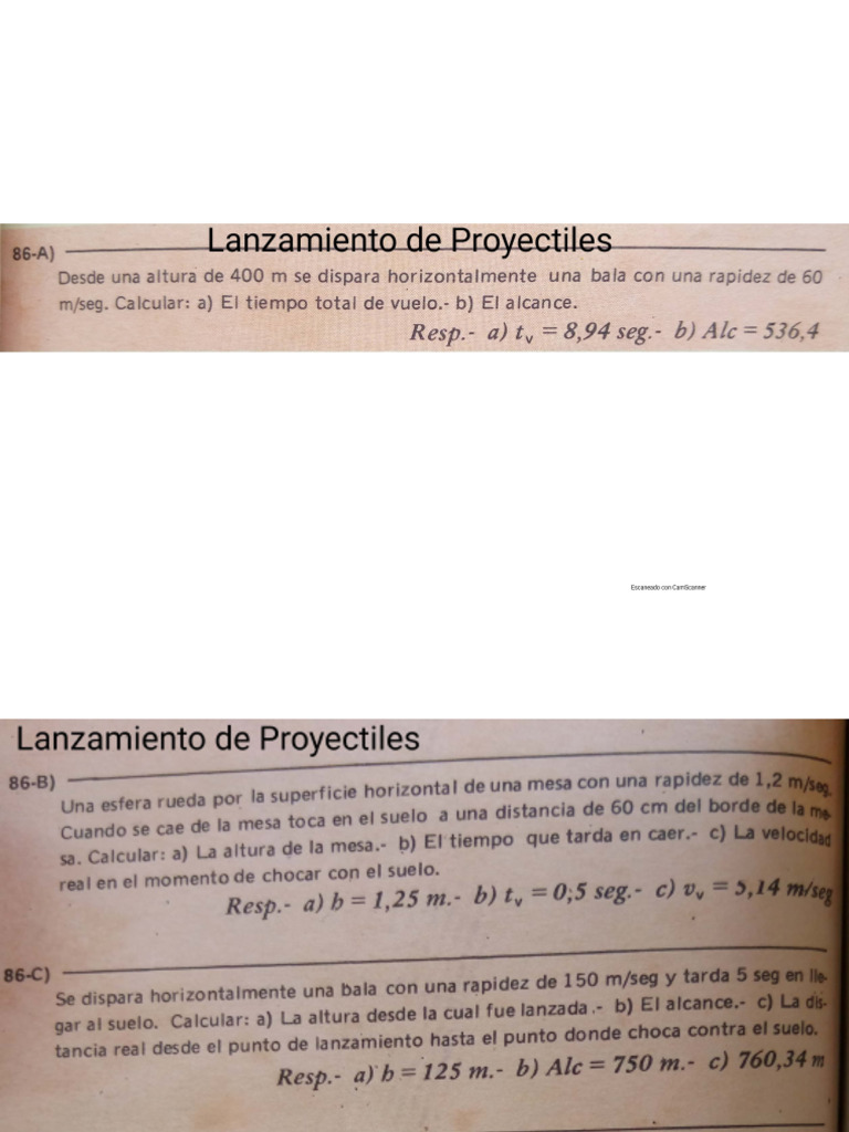 Lanzamiento de Proyectiles 4to fisica | PDF