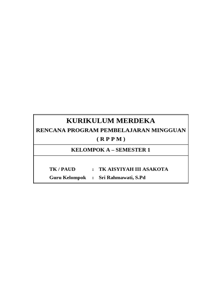 RPPM TK B Kurikulum Merdeka Smt1 | PDF