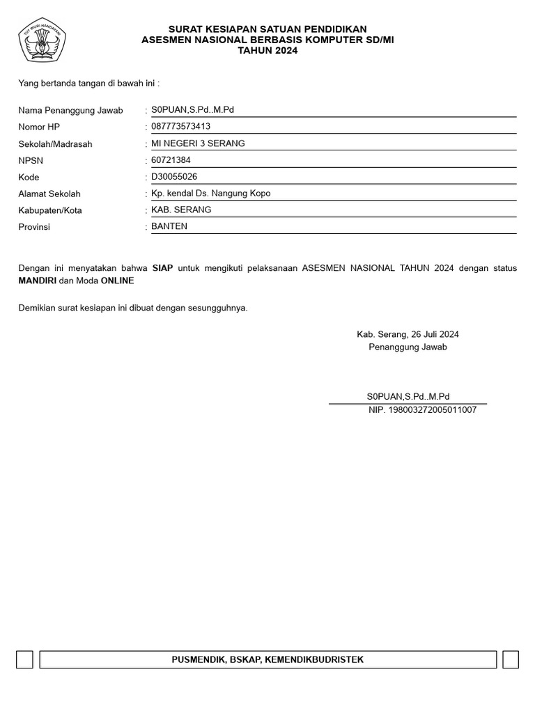 Asesmen Nasional - Tahun 2024 | PDF