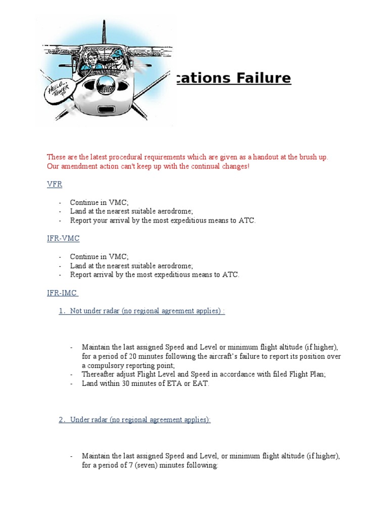 Communications Failure Procedures Guide | PDF