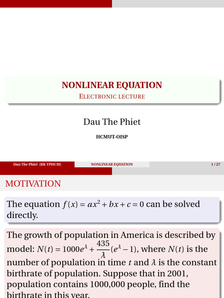 Chap 1 NONLINEAR EQUATION (cont) | PDF | Equations | Mathematical Objects