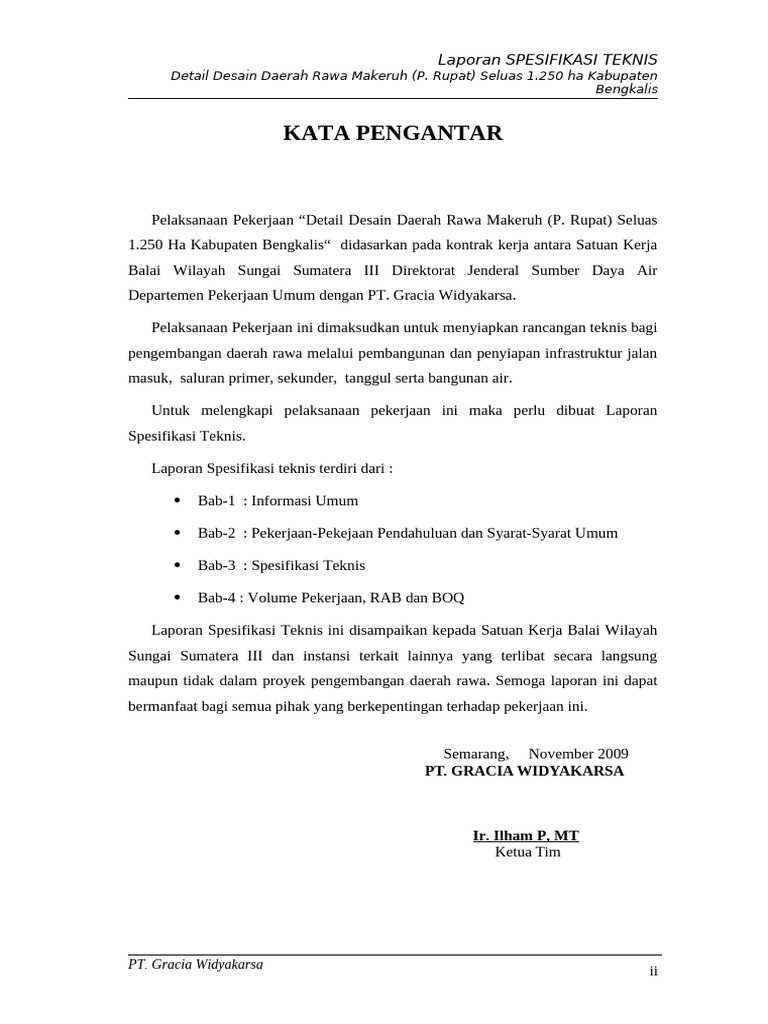 Laporan Spesifikasi Teknik Ok Pdf