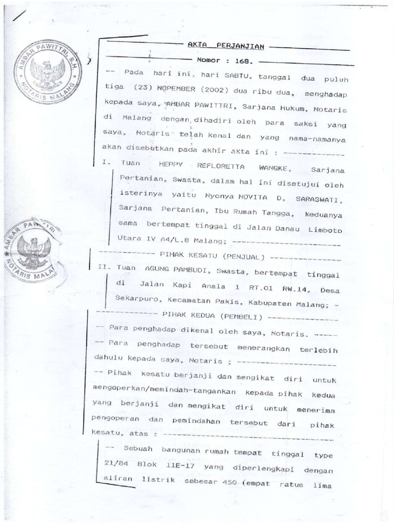 Akta Perjanjian - Masjid Baitul Haq Kav 3 | PDF