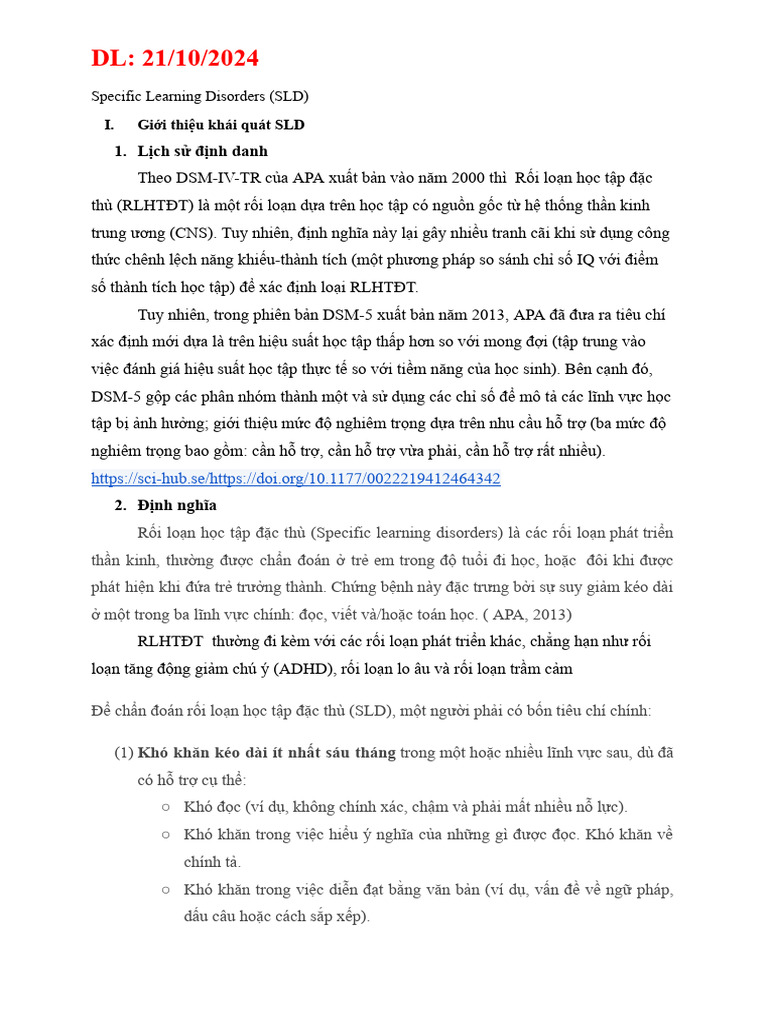 Specific Learning Disorders (SLD) | PDF