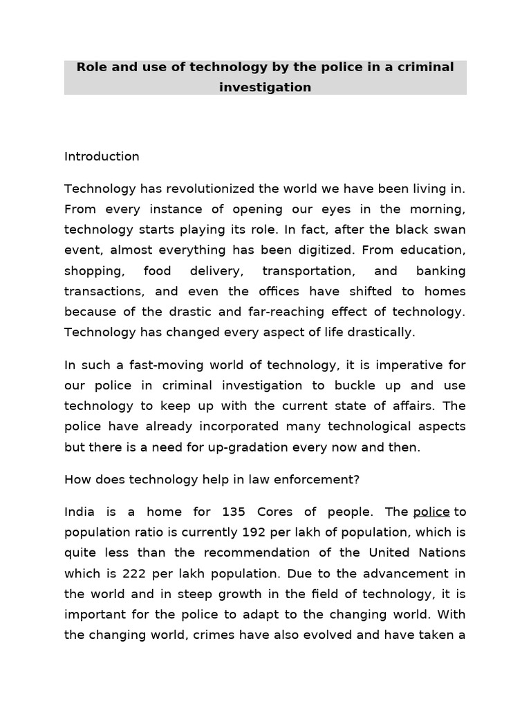 Use of Technology by The Police in A Criminal Investigation | PDF ...