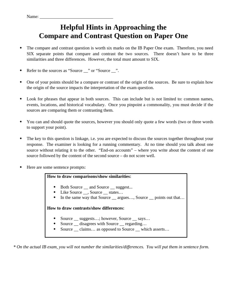 IB History May 2016 Paper 1 Compare and Contrast | PDF | Treaty Of ...