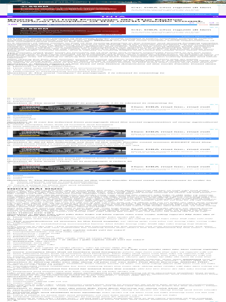 (Dạng 7 câu hỏi) Passage 50 The Native American peoples of the north ...