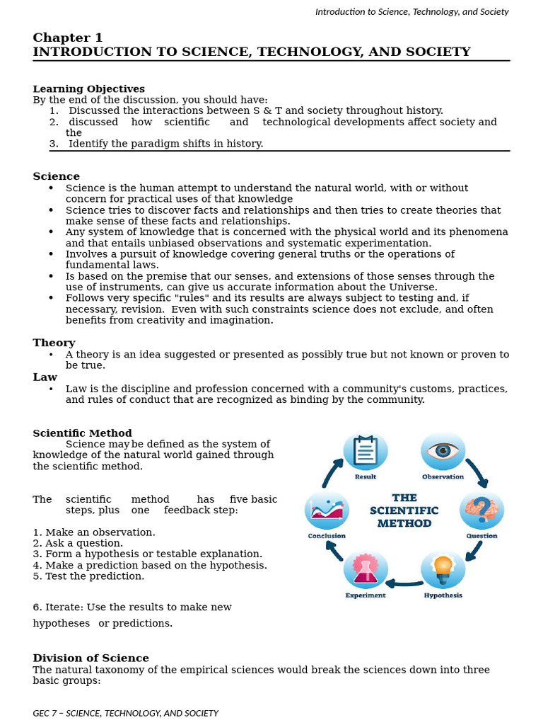 Chapter 1 Science Technology and Society 1 | PDF | Science | Scientific ...