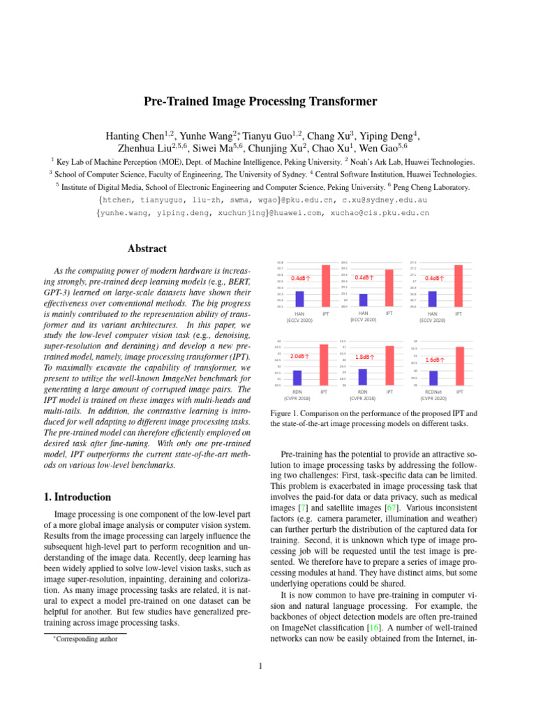 Chen et al. - 2020 - Pre-Trained Image Processing Transformer | PDF | Computing | Computer Vision
