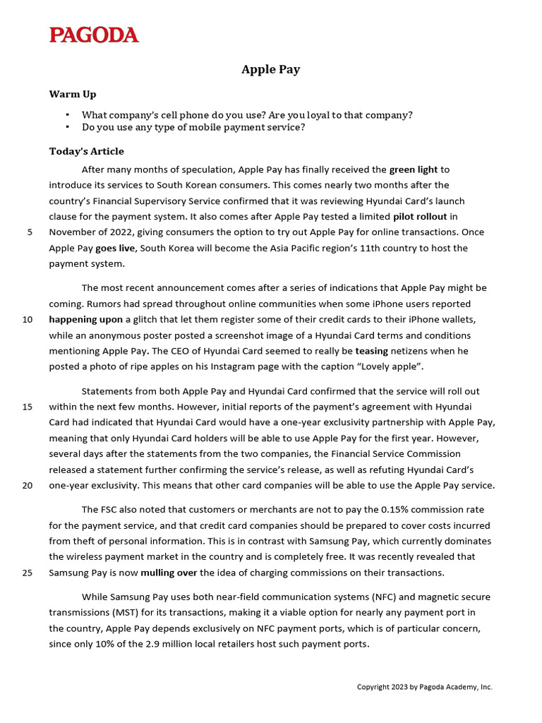 Microsoft Word. 05 - Apple Pay | PDF | Apple Pay | Apple Inc.