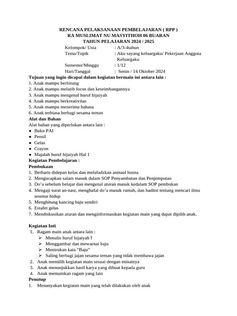 RPPH 14 Oktober Kel.a Dan B | PDF | Kesehatan Holistik