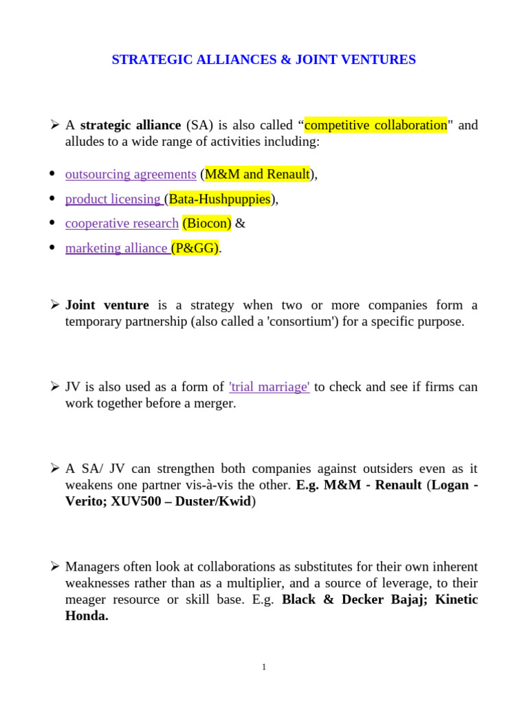 Strategic Alliances - Joint Ventures | PDF | Joint Venture | Procter & Gamble