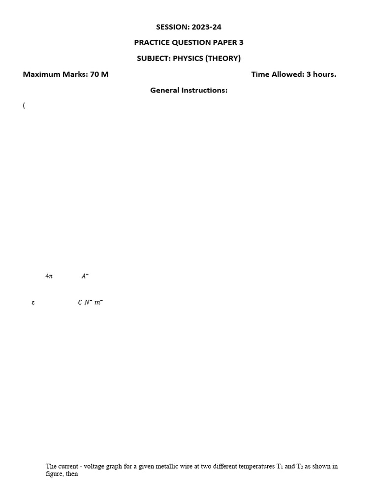 PHYSICS PRACTICE QUESTION PAPER 3 | PDF | P–N Junction | Electrical Resistivity And Conductivity