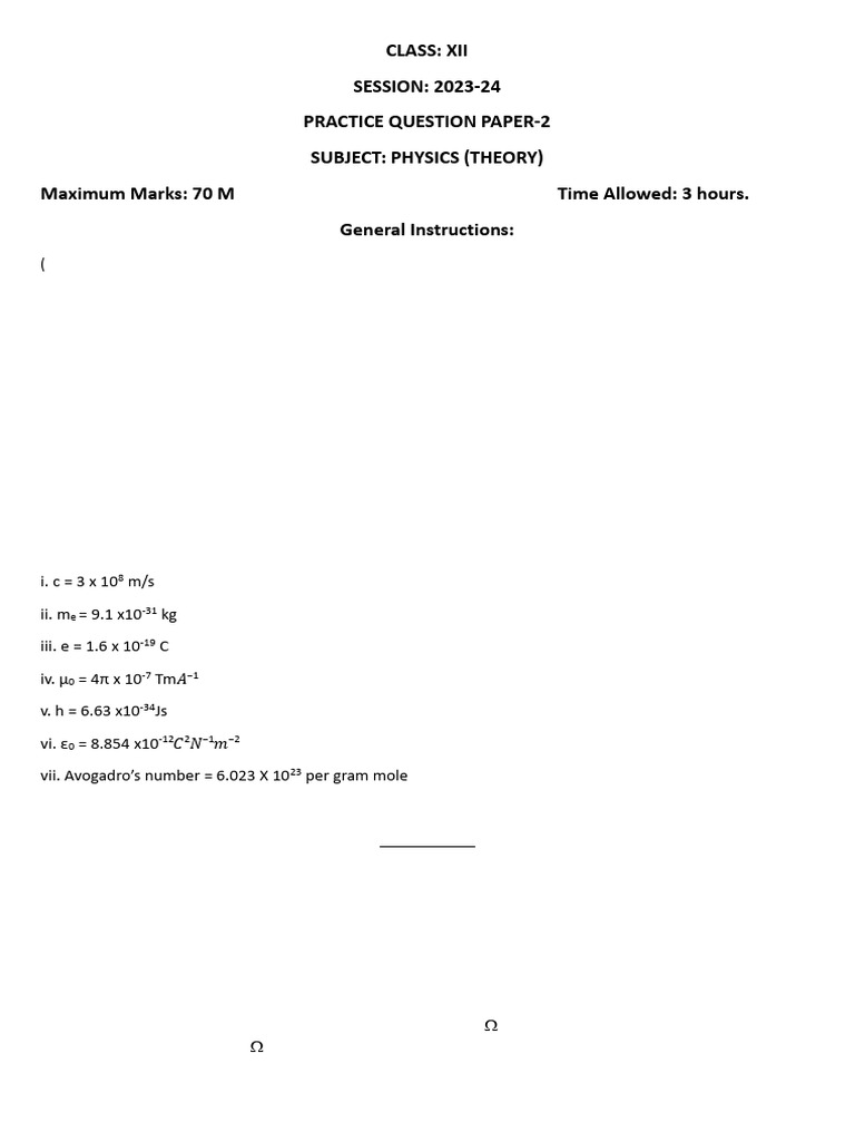 Physics Practice Question Paper 2 | PDF | Photoelectric Effect | Light