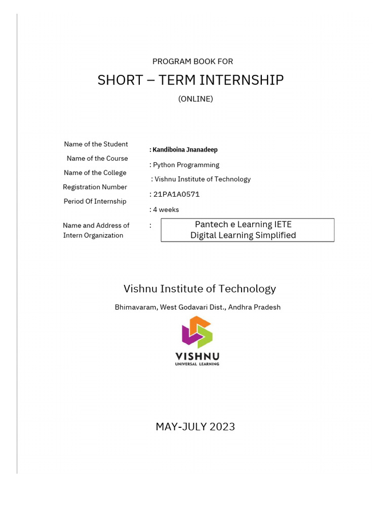 21PA1A0571 Internship Final Report | PDF | Programming Language | Scripting Language