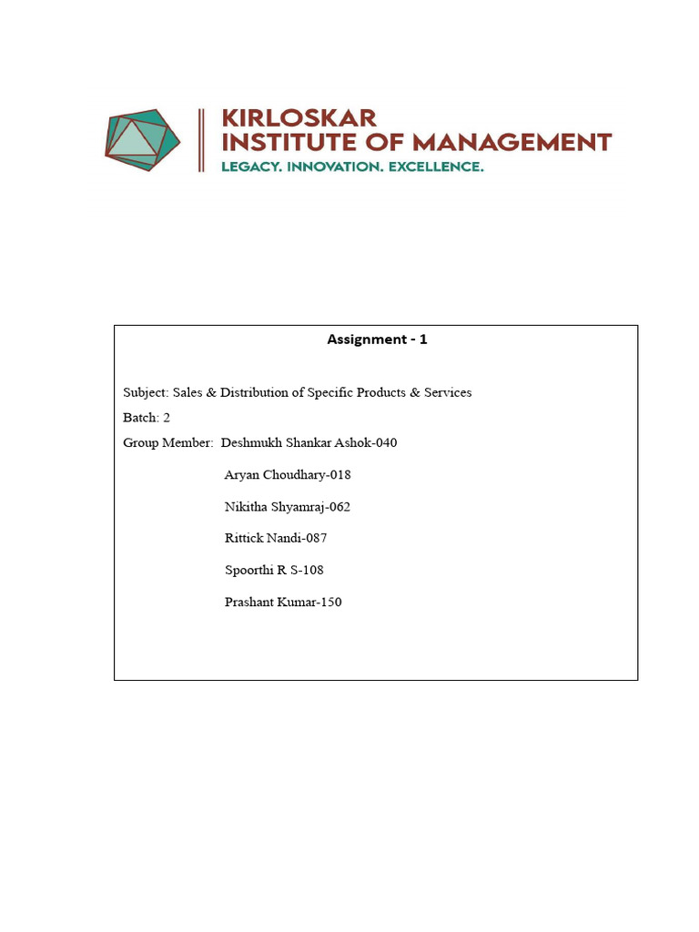 S&D Assignment-1 (Group-5) | PDF | Retail | Marketing