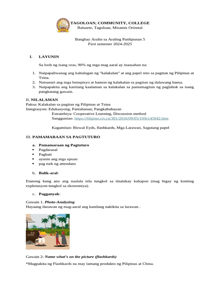 Banghay Aralin Sa SSC 1 | PDF