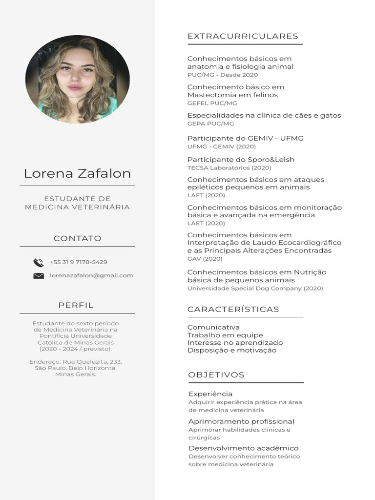 CV Lorena Zafalon | PDF | Medicina Veterinária