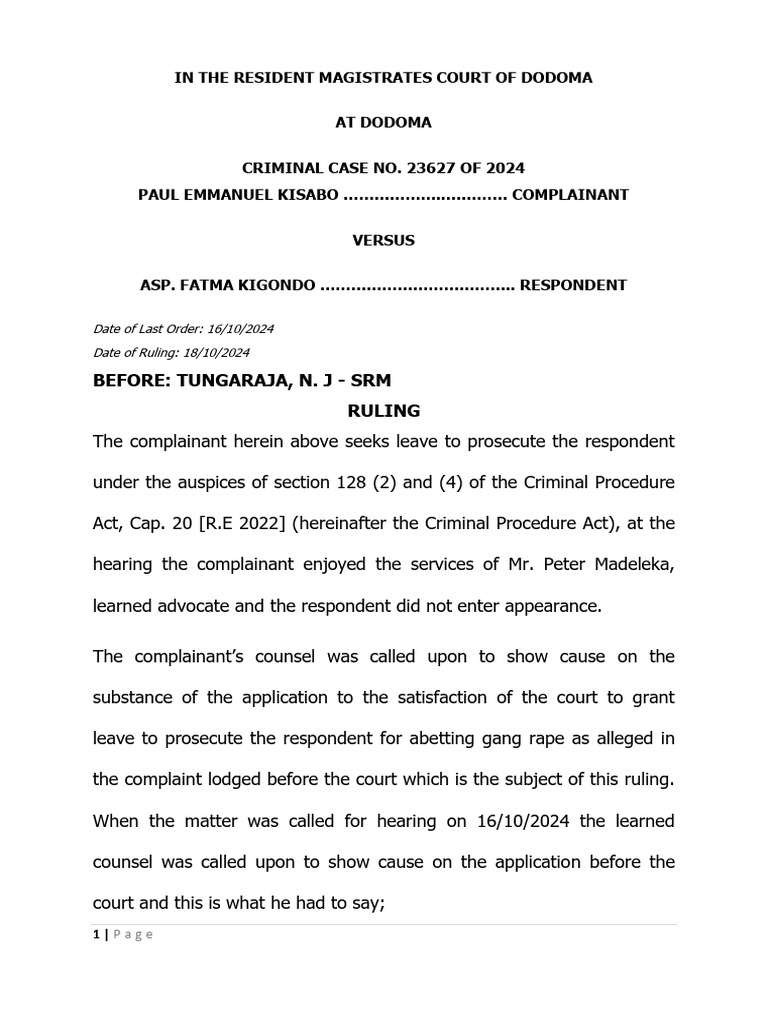 MD, Mendez - Application For Private Prosecution, Advocate Duty To ...