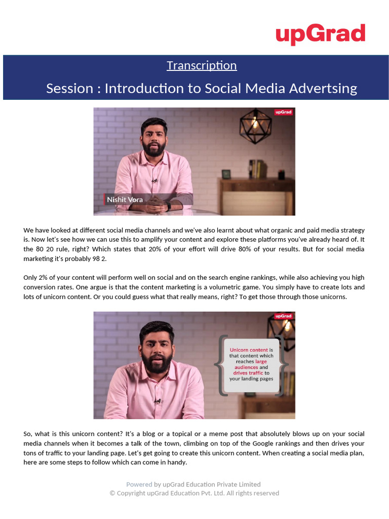 Session: Introduction To Social Media Advertsing: Transcription | PDF ...