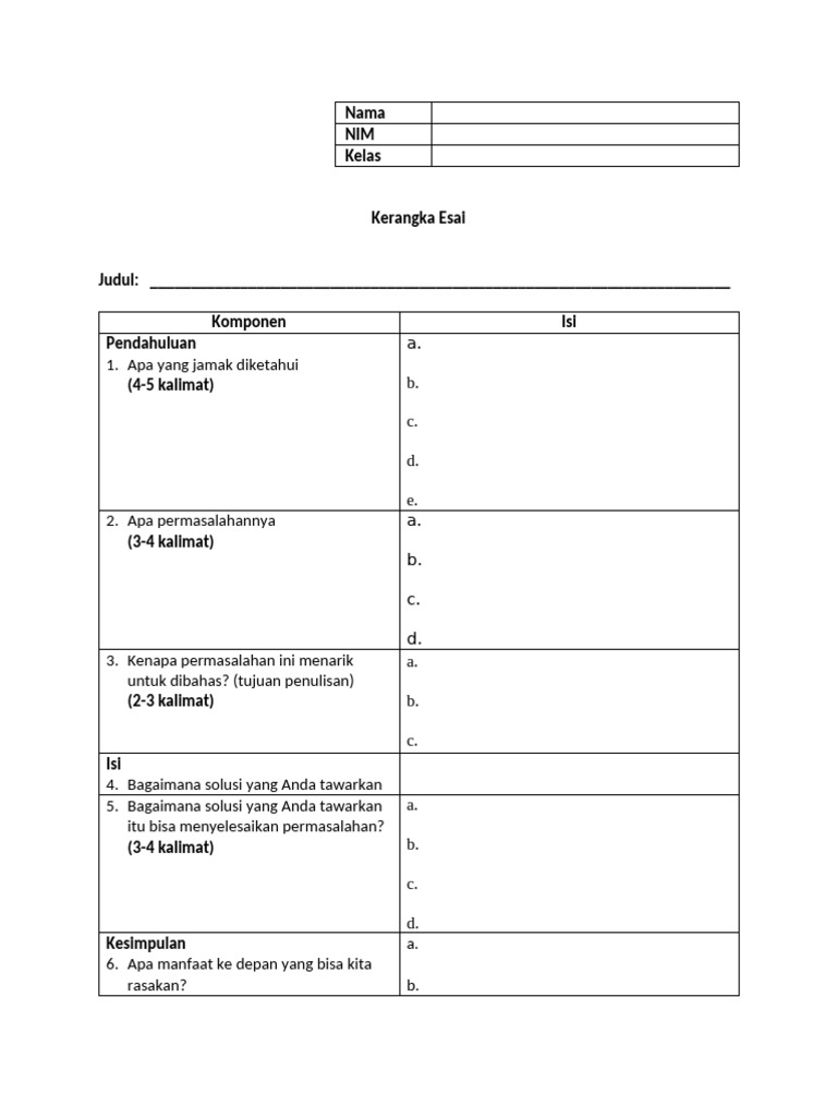 Draft Outline UTS Bahasa Indonesia 2023 | PDF