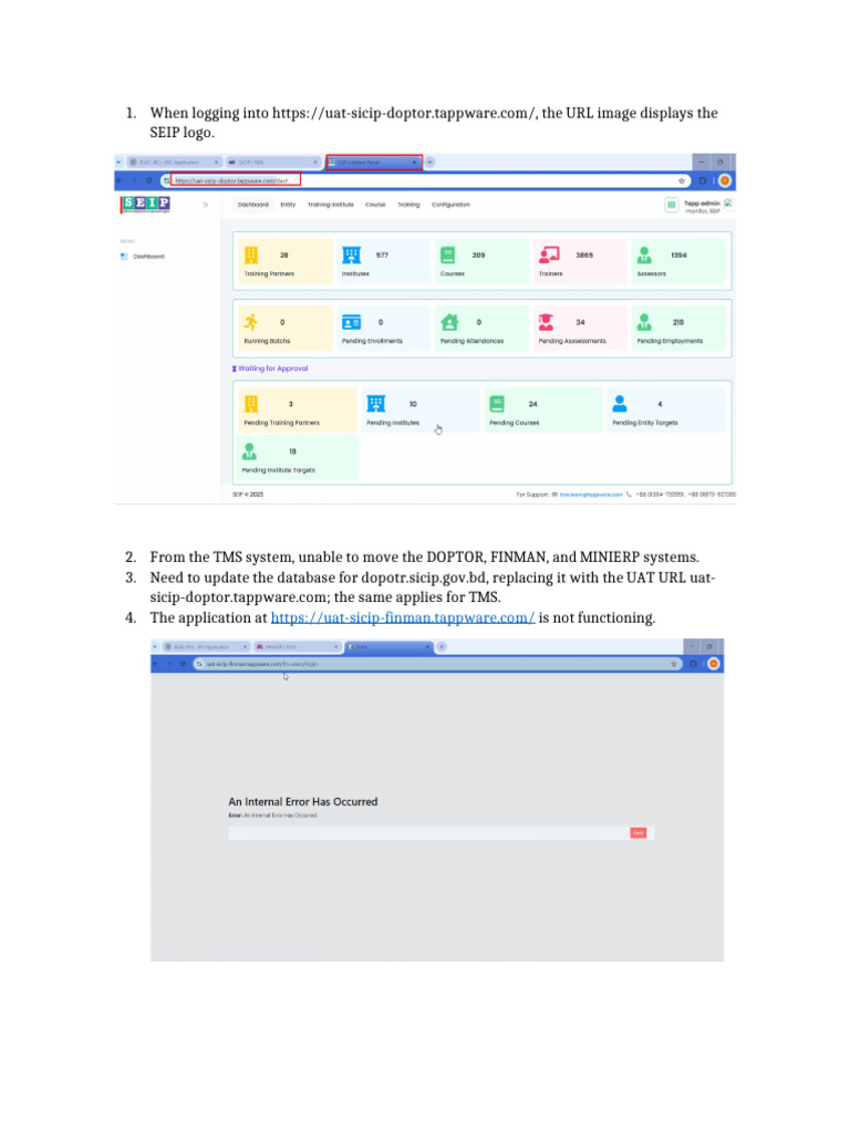 SICIP UAT ISSUES | PDF