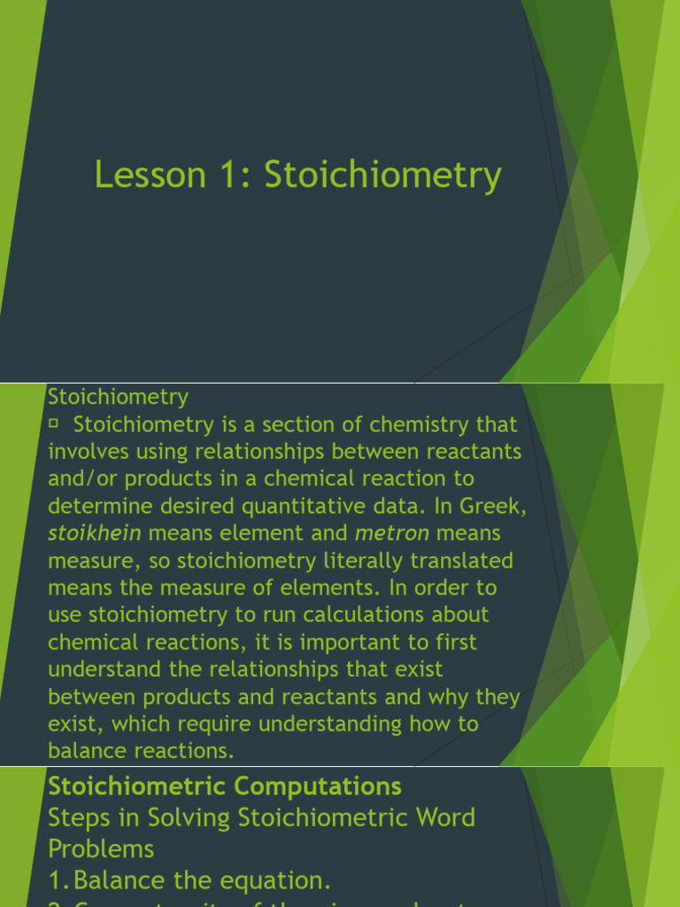 Stoichiometry | PDF