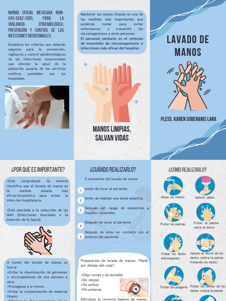 Triptico Lavado de Manos | PDF | Lavado de manos | Infección adquirida en el hospital