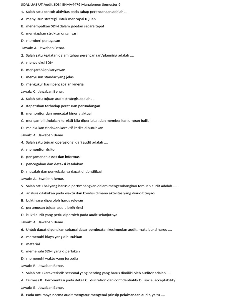 Latihan Uas Audit Manajemen | PDF | Bisnis