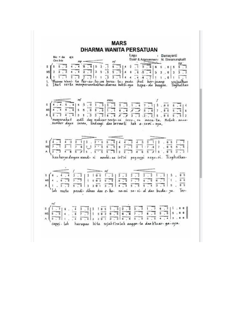 Solmisasi Mars DWP | PDF