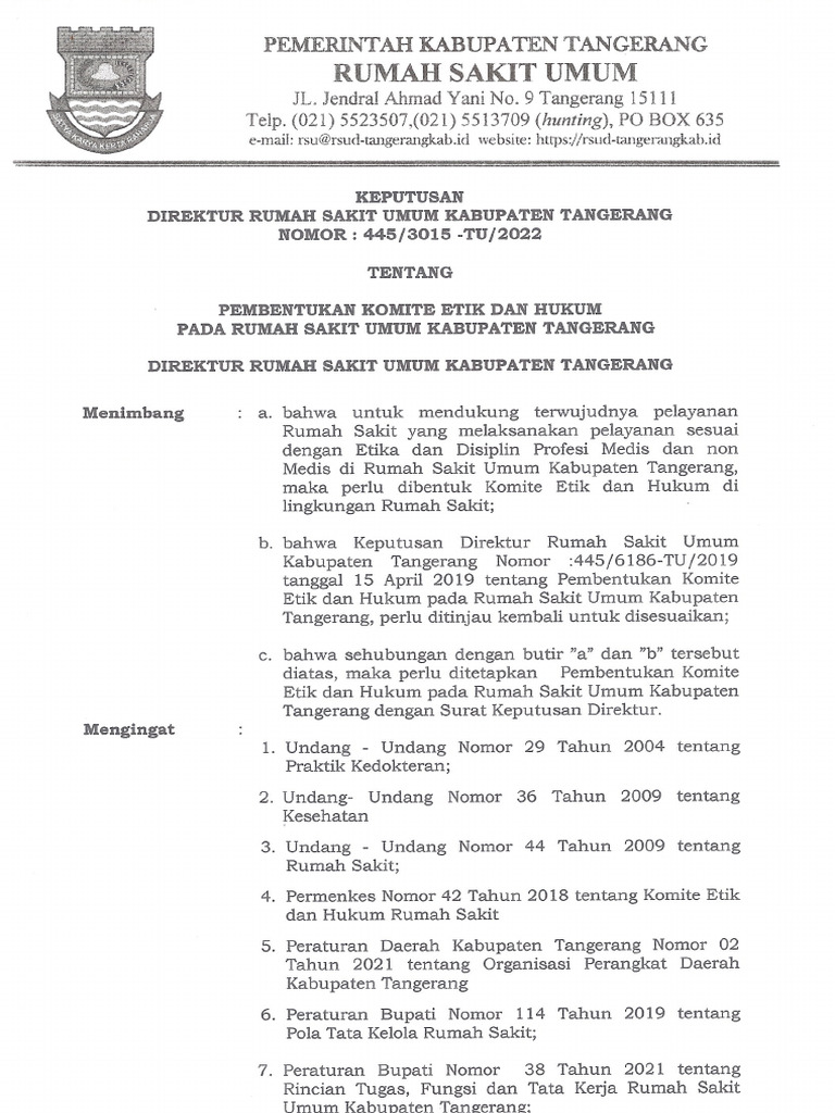 SK KOMITE ETIK DAN HUKUM | PDF