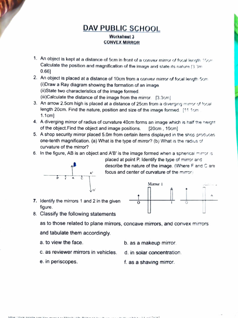 Convex Mirror Class X | PDF