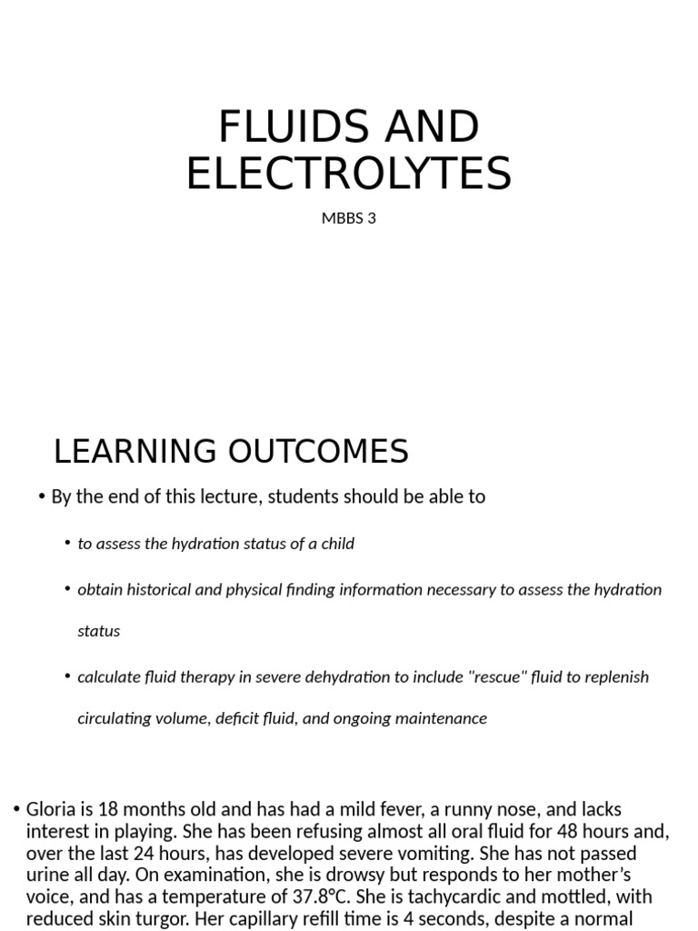 Fluid Therapy for Pediatric Dehydration | PDF | Dehydration | Saline ...