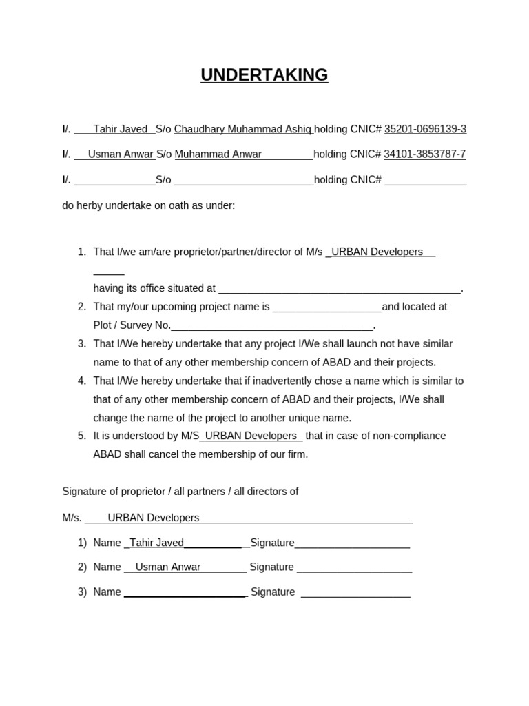 UNDERTAKING | PDF | Justice | Crime & Violence