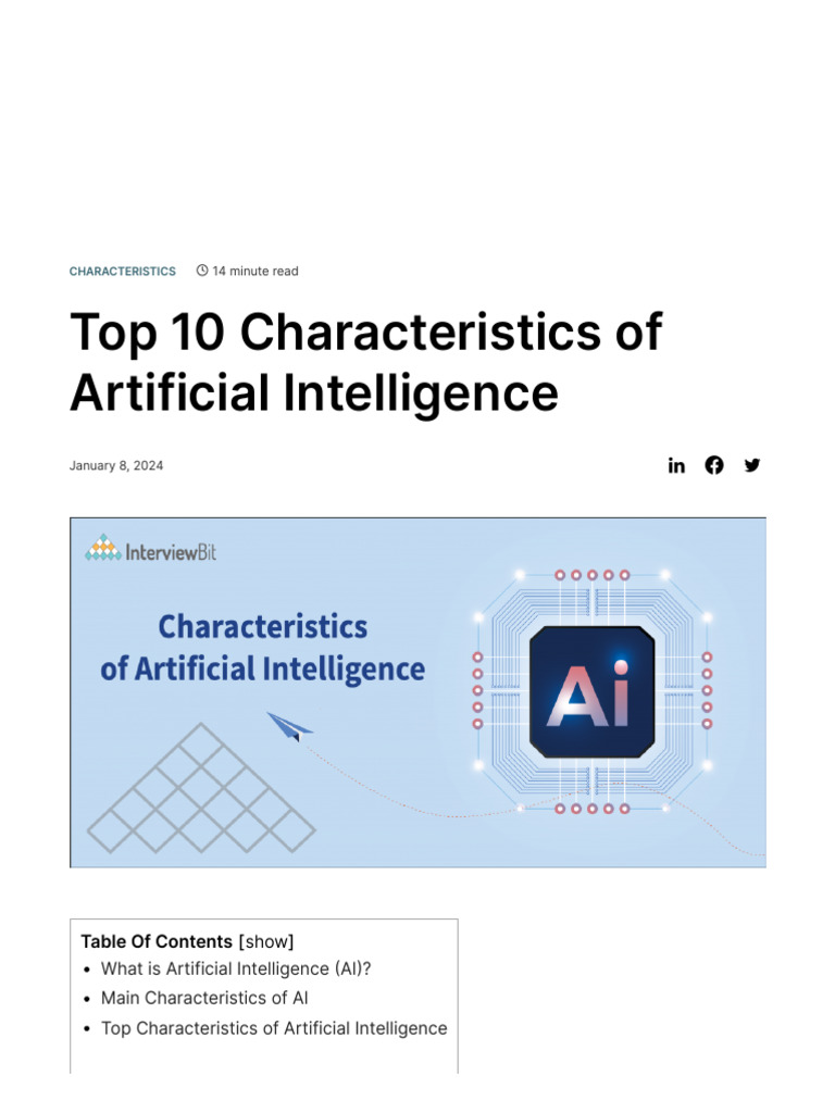 1.4.top 10 Characteristics of Artificial Intelligence - InterviewBit ...