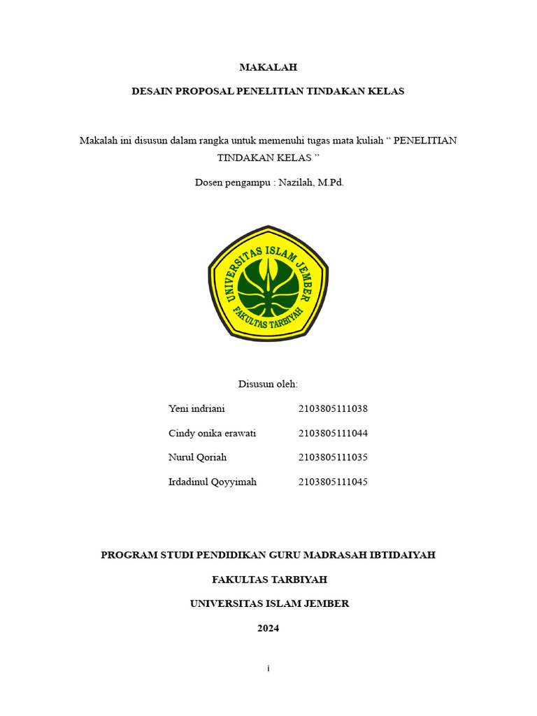 Desain Proposal PTK untuk PGSD | PDF
