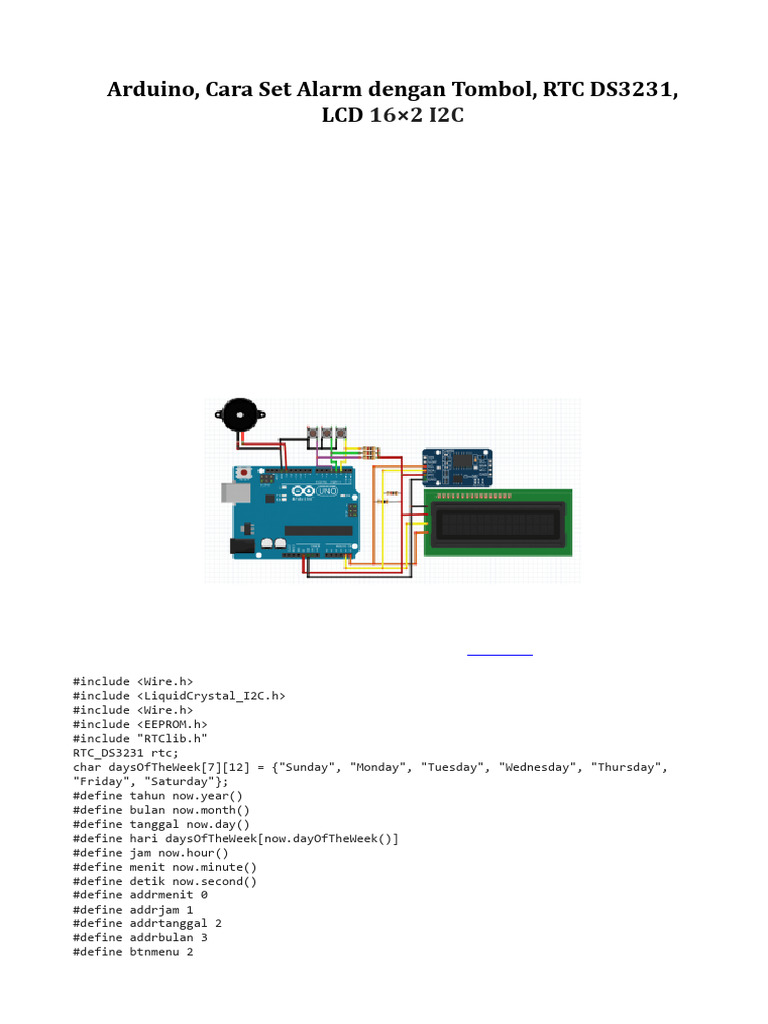 Membuat Jam Digital Arduino UNO DG Set Alarm | PDF