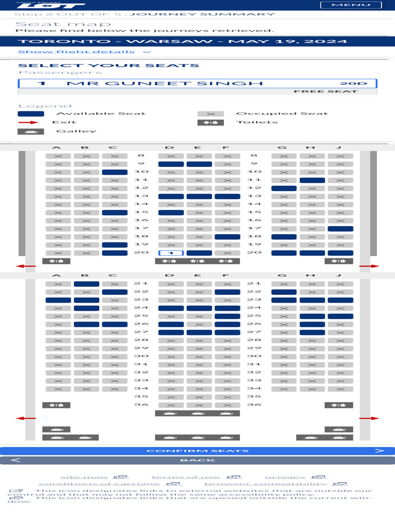 LOT Check-In, Seat Map | PDF