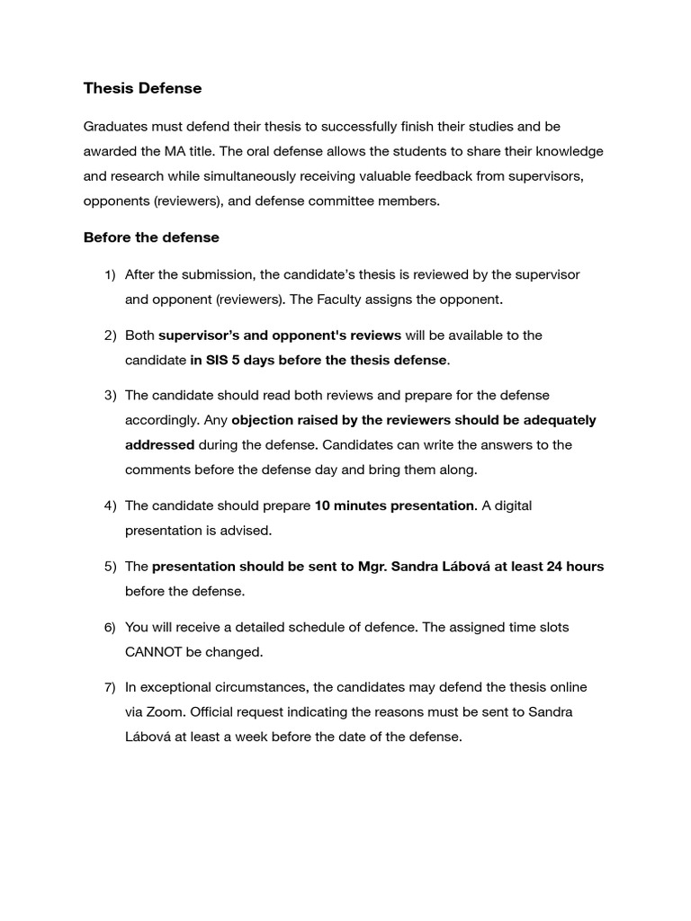Thesis Defense Guidelines and Schedule | PDF | Thesis