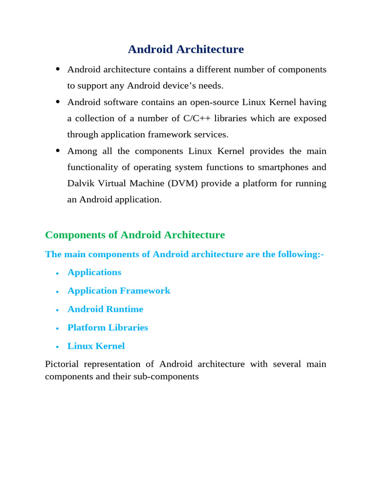 L 7A Architecture of Android | PDF | Android (Operating System) | Java (Programming Language)