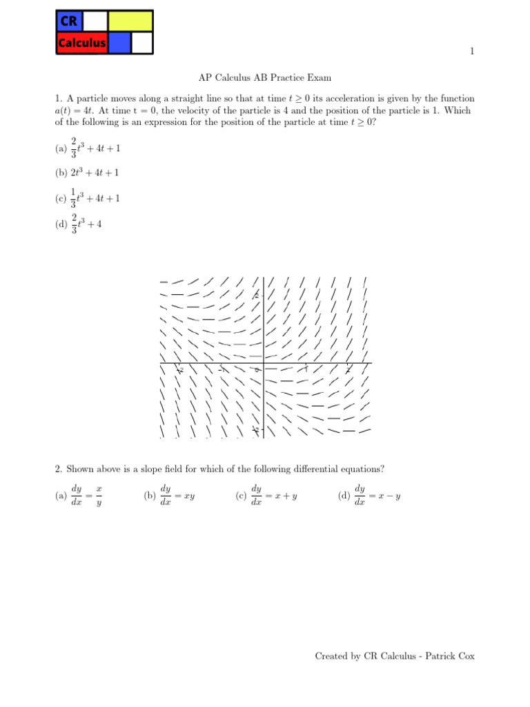 AP Calculus AB Full Mock Exam 2020 | PDF | Mathematical Concepts ...
