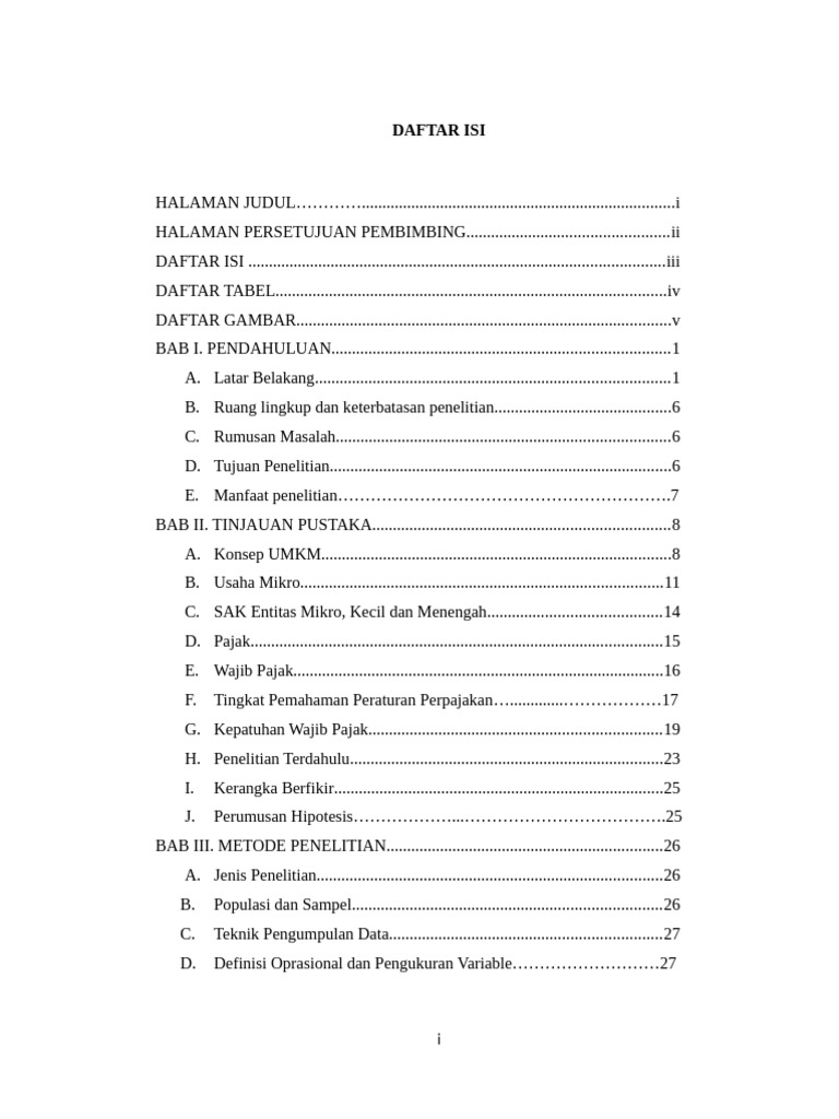 Daftar Isi Proposal | PDF